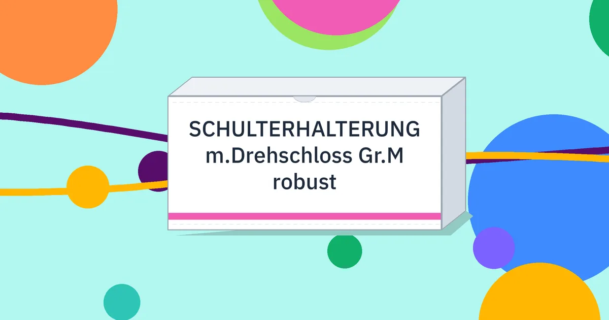 Symbolbild: Packung mit der Aufschrift SCHULTERHALTERUNG m.Drehschloss Gr.M robust (PZN 11568152) – Verfügbarkeit und Bezug in Apotheken in Frankfurt am Main