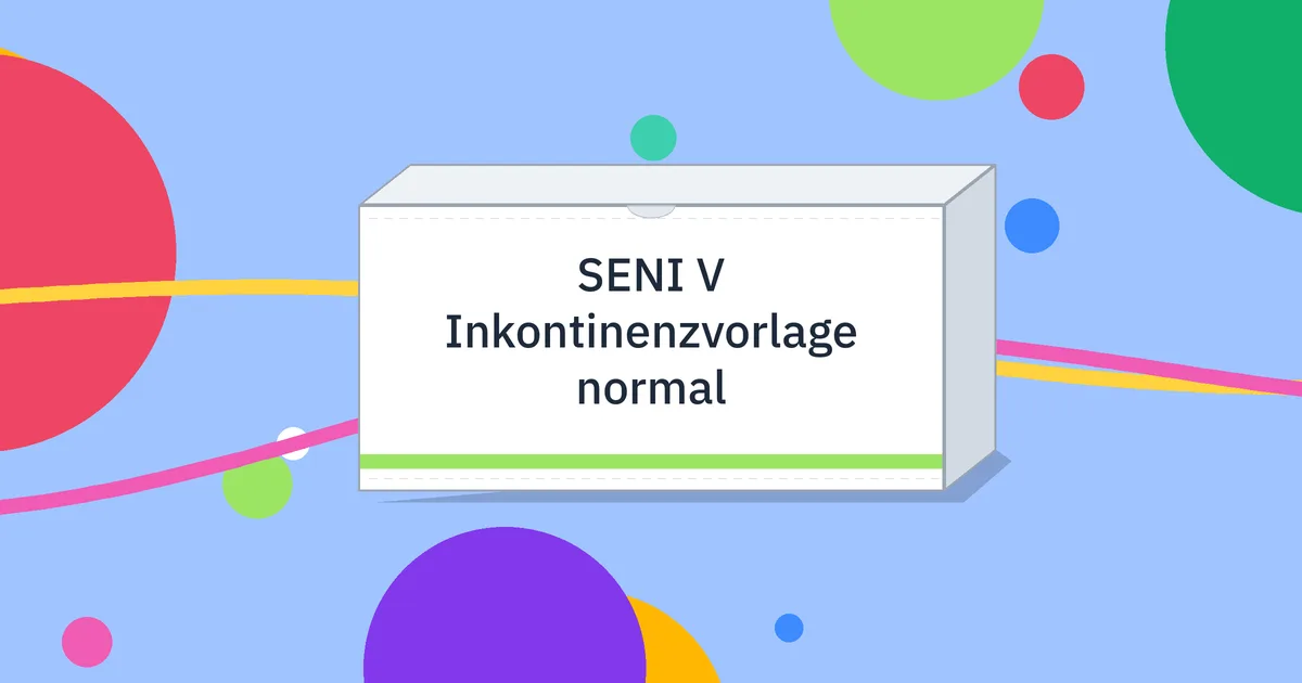 Symbolbild: Packung mit der Aufschrift SENI V Inkontinenzvorlage normal (PZN 03427584) – Verfügbarkeit und Bezug in Apotheken in Frankfurt am Main