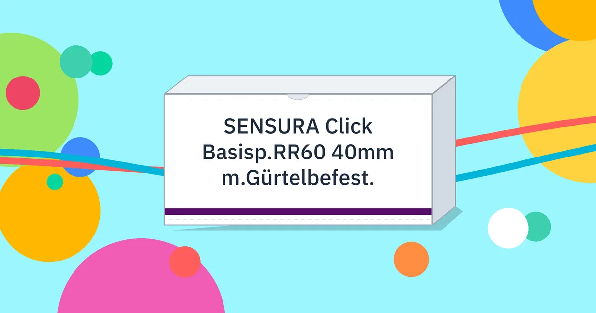 Symbolbild: Packung mit der Aufschrift SENSURA Click Basisp.RR60 40mm m.Gürtelbefest. (PZN 05917542) – Verfügbarkeit und Bezug in Apotheken in Frankfurt am Main