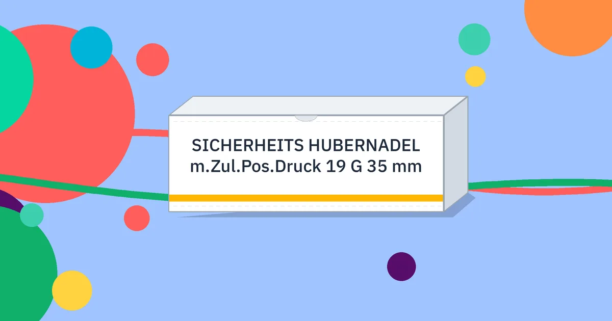 Symbolbild: Packung mit der Aufschrift SICHERHEITS HUBERNADEL m.Zul.Pos.Druck 19 G 35 mm (PZN 14322492) – Verfügbarkeit und Bezug in Apotheken in Frankfurt am Main