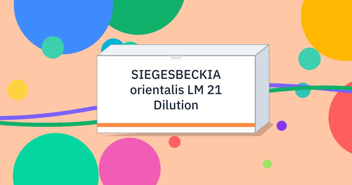 Symbolbild: Packung mit der Aufschrift SIEGESBECKIA orientalis LM 21 Dilution (PZN 13677402) – Verfügbarkeit und Bezug in Apotheken in Frankfurt am Main