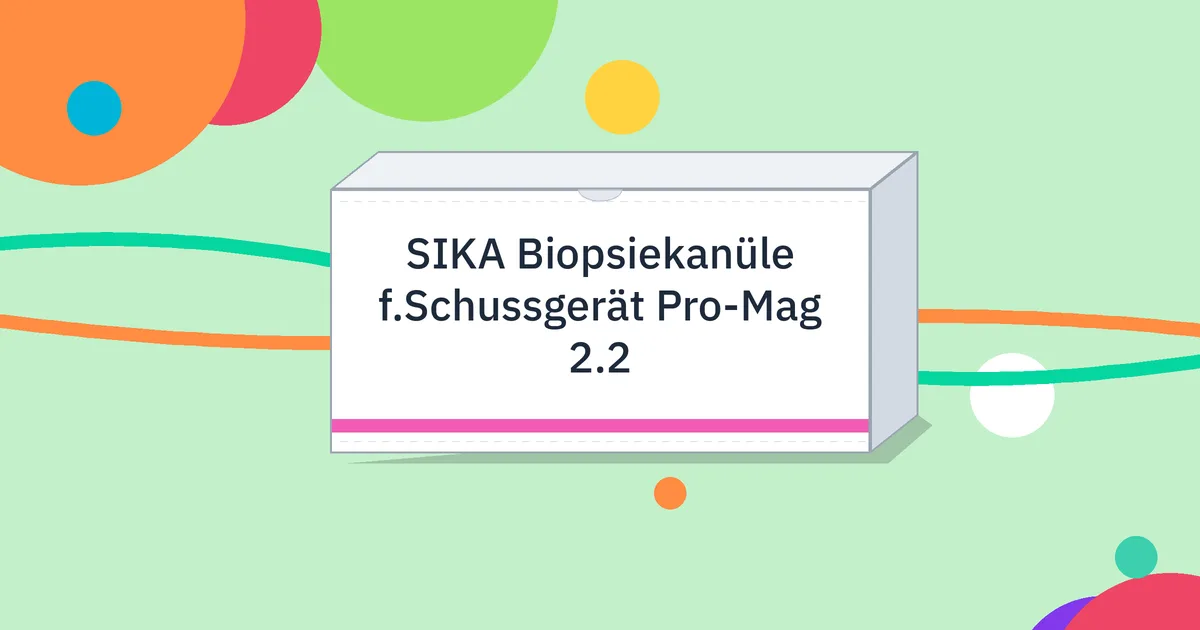 Symbolbild: Packung mit der Aufschrift SIKA Biopsiekanüle f.Schussgerät Pro-Mag 2.2 (PZN 03853861) – Verfügbarkeit und Bezug in Apotheken in Frankfurt am Main