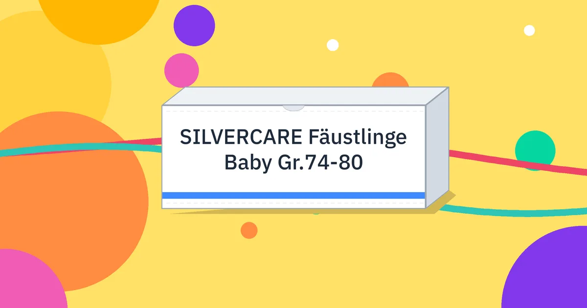 Symbolbild: Packung mit der Aufschrift SILVERCARE Fäustlinge Baby Gr.74-80 (PZN 01110392) – Verfügbarkeit und Bezug in Apotheken in Frankfurt am Main