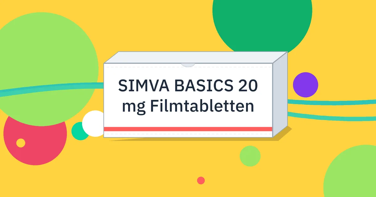 Symbolbild: Packung mit der Aufschrift SIMVA BASICS 20 mg Filmtabletten (PZN 00232207) – Verfügbarkeit und Bezug in Apotheken in Frankfurt am Main