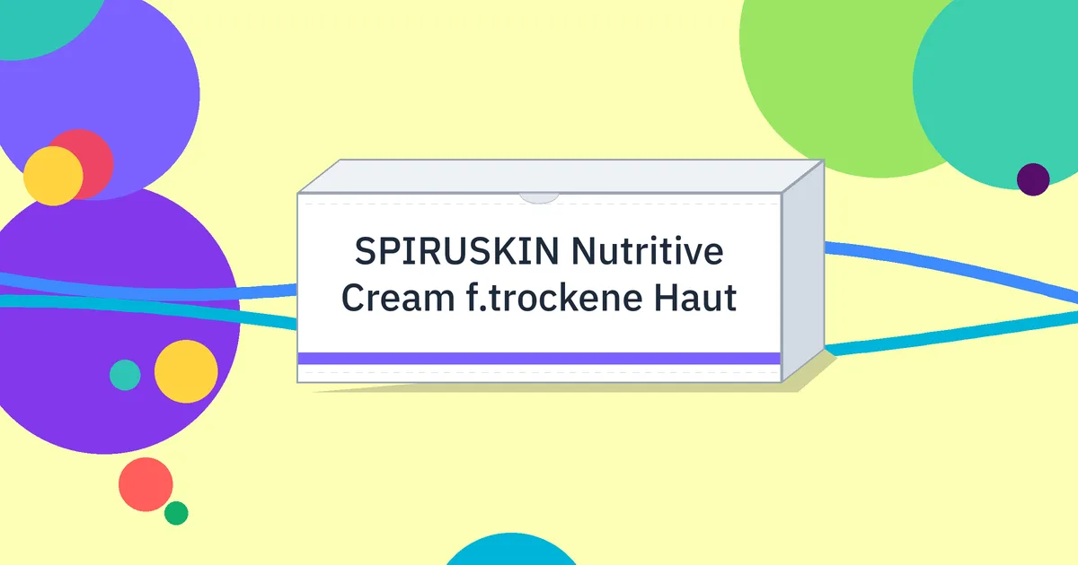 Symbolbild: Packung mit der Aufschrift SPIRUSKIN Nutritive Cream f.trockene Haut (PZN 08852346) – Verfügbarkeit und Bezug in Apotheken in Frankfurt am Main
