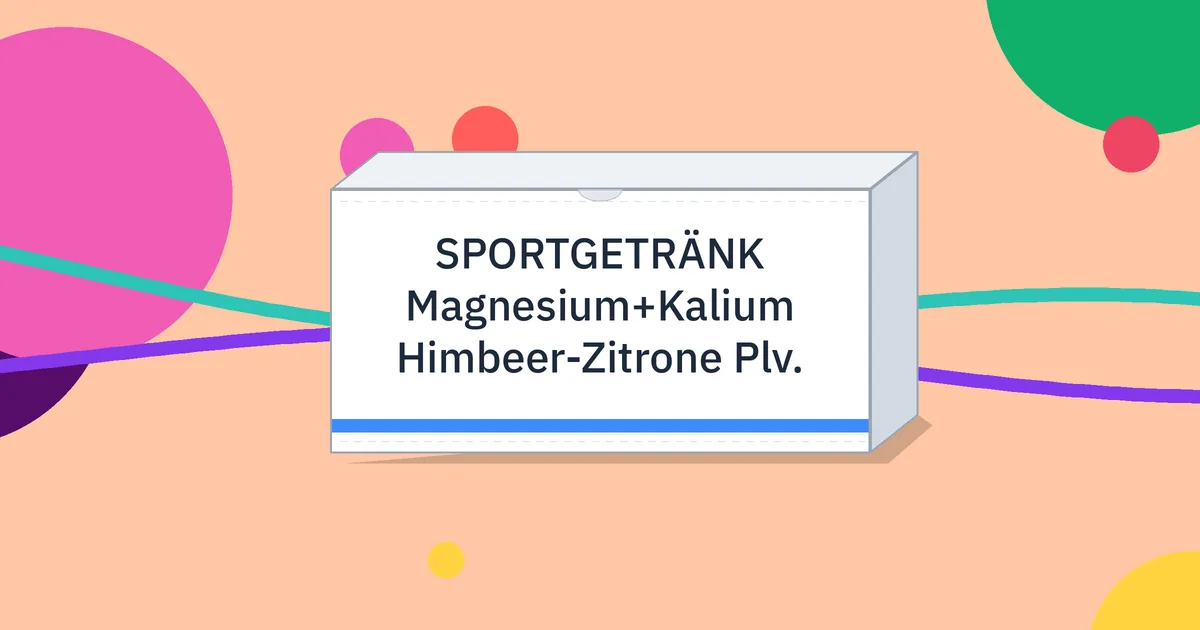 Symbolbild: Packung mit der Aufschrift SPORTGETRÄNK Magnesium+Kalium Himbeer-Zitrone Plv. (PZN 13476419) – Verfügbarkeit und Bezug in Apotheken in Frankfurt am Main