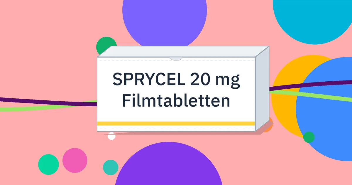Symbolbild: Packung mit der Aufschrift SPRYCEL 20 mg Filmtabletten (PZN 12389291) – Verfügbarkeit und Bezug in Apotheken in Frankfurt am Main