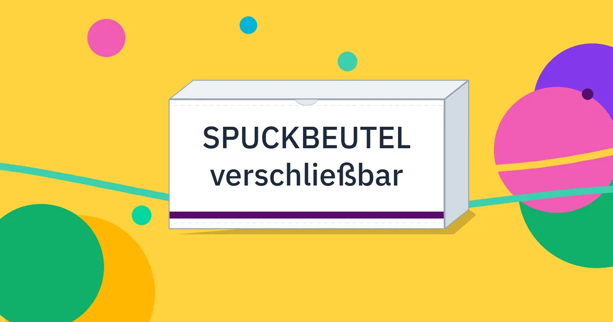 Symbolbild: Packung mit der Aufschrift SPUCKBEUTEL verschließbar (PZN 07041255) – Verfügbarkeit und Bezug in Apotheken in Frankfurt am Main