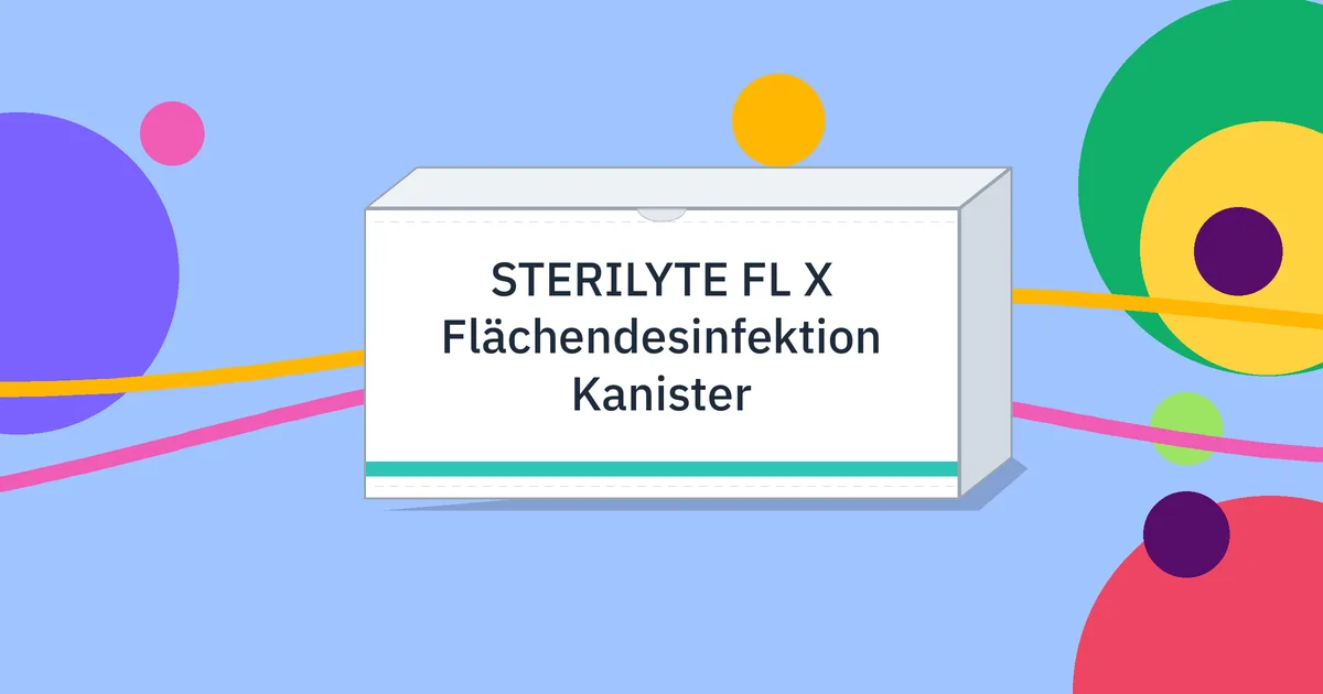 Symbolbild: Packung mit der Aufschrift STERILYTE FL X Flächendesinfektion Kanister (PZN 17910999) – Verfügbarkeit und Bezug in Apotheken in Frankfurt am Main