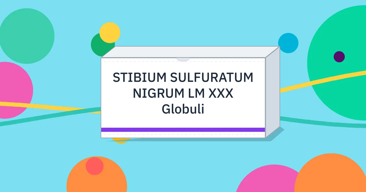 Symbolbild: Packung mit der Aufschrift STIBIUM SULFURATUM NIGRUM LM XXX Globuli (PZN 01073515) – Verfügbarkeit und Bezug in Apotheken in Frankfurt am Main