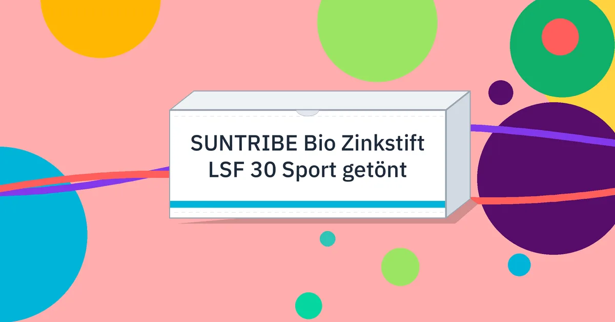 Symbolbild: Packung mit der Aufschrift SUNTRIBE Bio Zinkstift LSF 30 Sport getönt (PZN 16703152) – Verfügbarkeit und Bezug in Apotheken in Frankfurt am Main