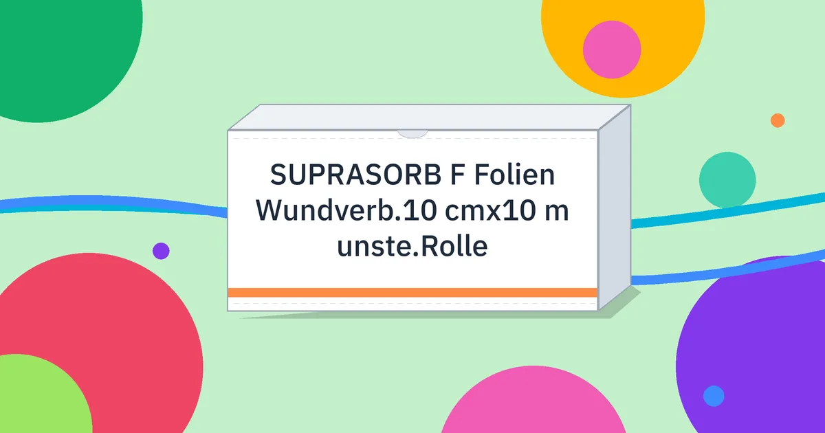 Symbolbild: Packung mit der Aufschrift SUPRASORB F Folien Wundverb.10 cmx10 m unste.Rolle (PZN 15420972) – Verfügbarkeit und Bezug in Apotheken in Frankfurt am Main
