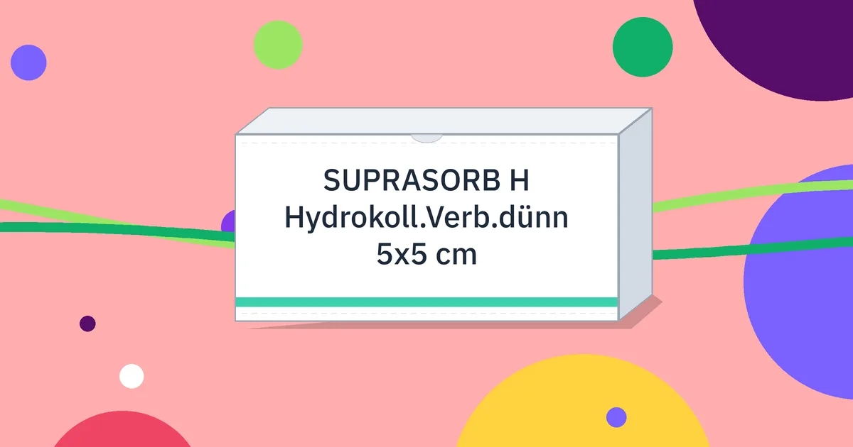 Symbolbild: Packung mit der Aufschrift SUPRASORB H Hydrokoll.Verb.dünn 5x5 cm (PZN 16153208) – Verfügbarkeit und Bezug in Apotheken in Frankfurt am Main