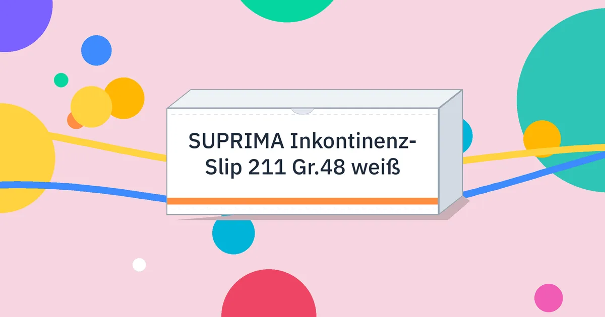 Symbolbild: Packung mit der Aufschrift SUPRIMA Inkontinenz-Slip 211 Gr.48 weiß (PZN 00710405) – Verfügbarkeit und Bezug in Apotheken in Frankfurt am Main