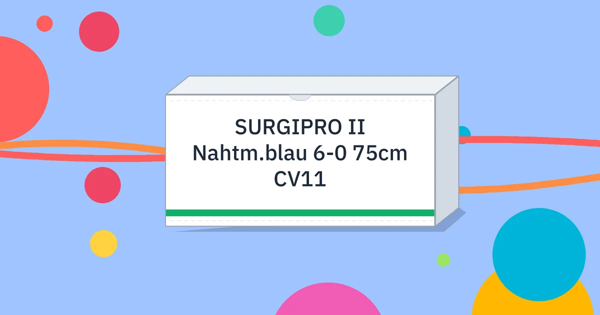 Symbolbild: Packung mit der Aufschrift SURGIPRO II Nahtm.blau 6-0 75cm CV11 (PZN 18259069) – Verfügbarkeit und Bezug in Apotheken in Frankfurt am Main