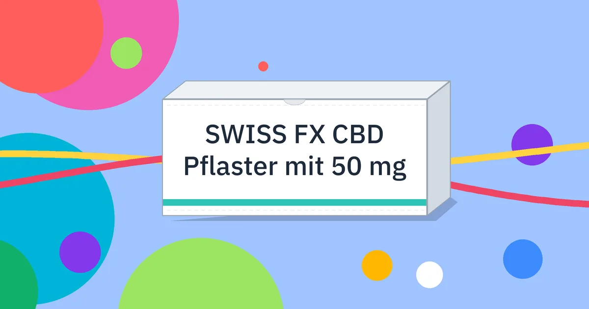 Symbolbild: Packung mit der Aufschrift SWISS FX CBD Pflaster mit 50 mg (PZN 19639934) – Verfügbarkeit und Bezug in Apotheken in Frankfurt am Main