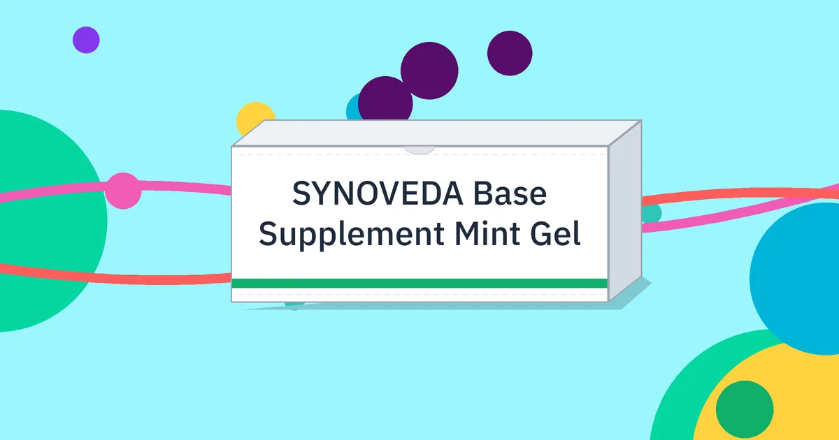 Symbolbild: Packung mit der Aufschrift SYNOVEDA Base Supplement Mint Gel (PZN 04452696) – Verfügbarkeit und Bezug in Apotheken in Frankfurt am Main