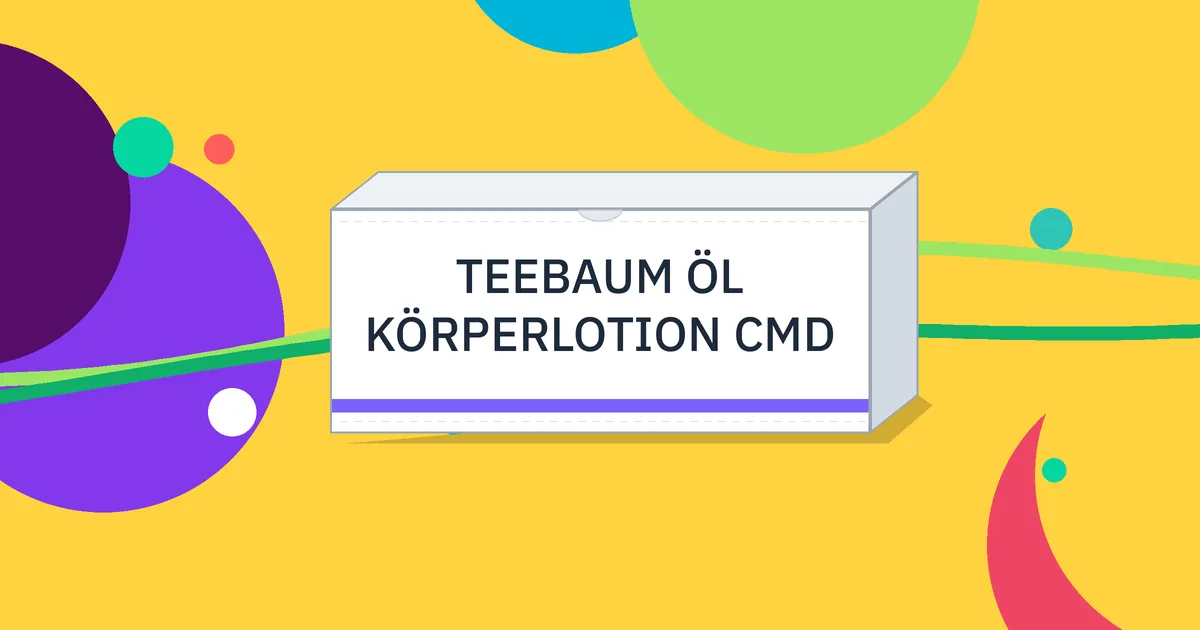 Symbolbild: Packung mit der Aufschrift TEEBAUM ÖL KÖRPERLOTION CMD (PZN 09946813) – Verfügbarkeit und Bezug in Apotheken in Frankfurt am Main