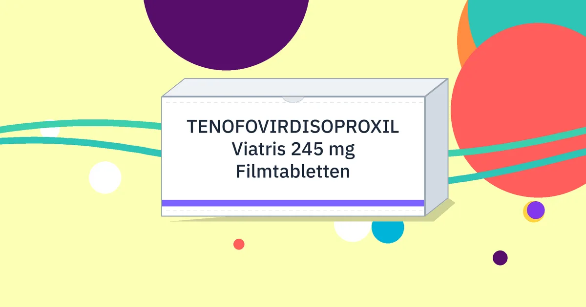 Symbolbild: Packung mit der Aufschrift TENOFOVIRDISOPROXIL Viatris 245 mg Filmtabletten (PZN 19339497) – Verfügbarkeit und Bezug in Apotheken in Frankfurt am Main