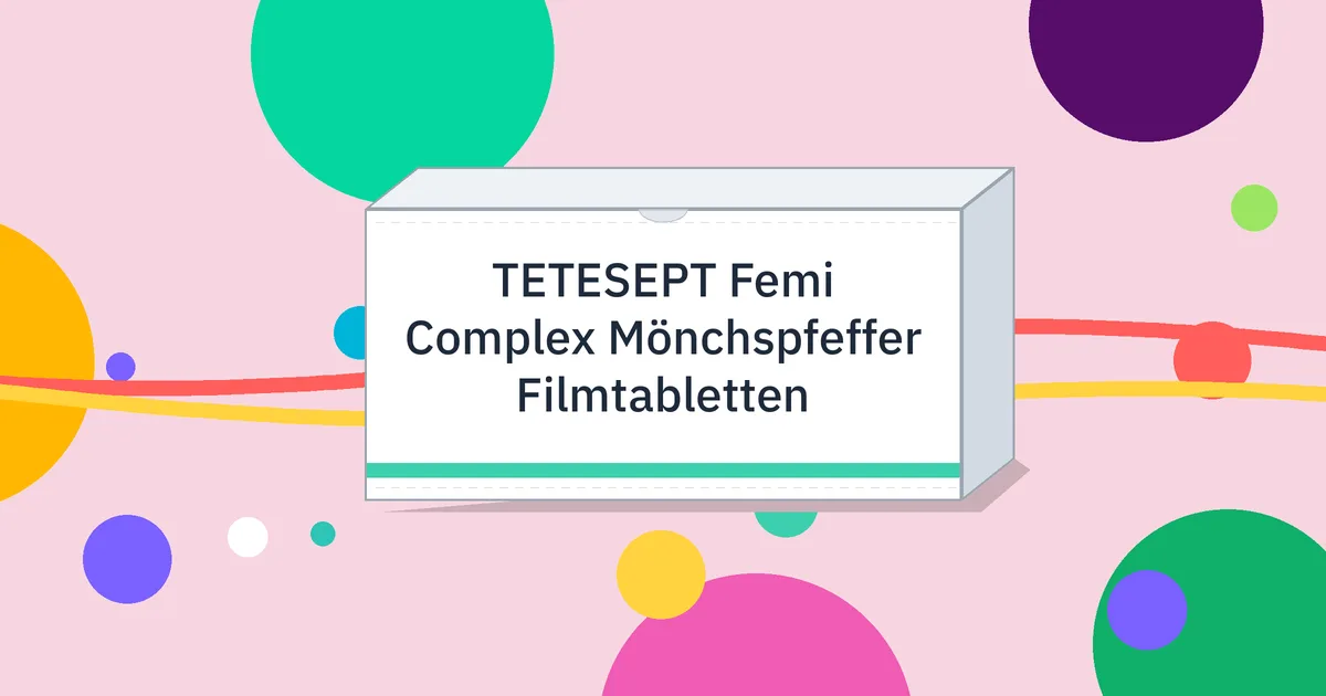 Symbolbild: Packung mit der Aufschrift TETESEPT Femi Complex Mönchspfeffer Filmtabletten (PZN 19421402) – Verfügbarkeit und Bezug in Apotheken in Frankfurt am Main