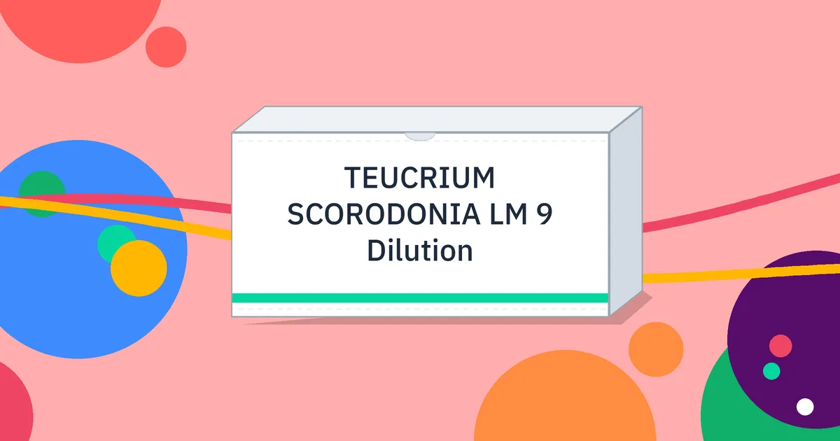 Symbolbild: Packung mit der Aufschrift TEUCRIUM SCORODONIA LM 9 Dilution (PZN 13217511) – Verfügbarkeit und Bezug in Apotheken in Frankfurt am Main