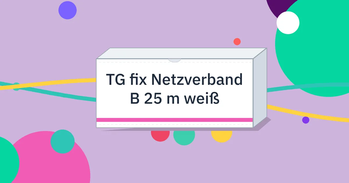 Symbolbild: Packung mit der Aufschrift TG fix Netzverband B 25 m weiß (PZN 00537349) – Verfügbarkeit und Bezug in Apotheken in Frankfurt am Main
