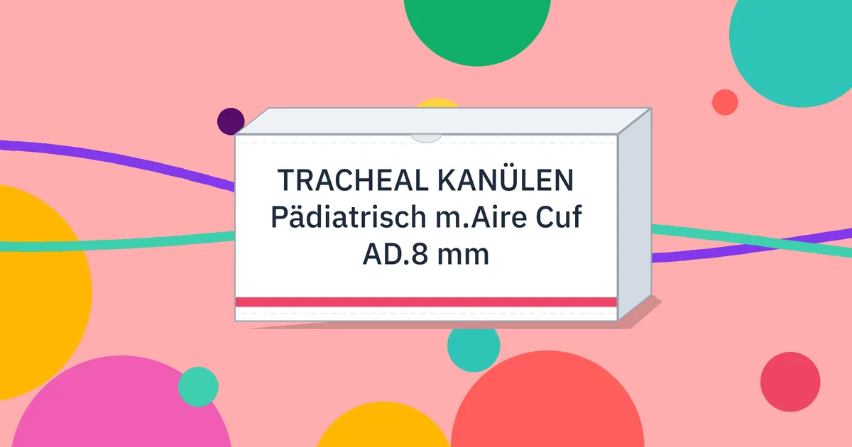 Symbolbild: Packung mit der Aufschrift TRACHEAL KANÜLEN Pädiatrisch m.Aire Cuf AD.8 mm (PZN 09217497) – Verfügbarkeit und Bezug in Apotheken in Frankfurt am Main