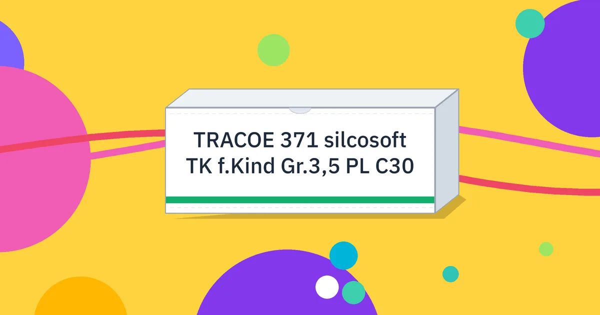 Symbolbild: Packung mit der Aufschrift TRACOE 371 silcosoft TK f.Kind Gr.3,5 PL C30 (PZN 14315173) – Verfügbarkeit und Bezug in Apotheken in Frankfurt am Main