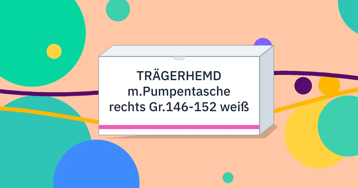 Symbolbild: Packung mit der Aufschrift TRÄGERHEMD m.Pumpentasche rechts Gr.146-152 weiß (PZN 17552695) – Verfügbarkeit und Bezug in Apotheken in Frankfurt am Main