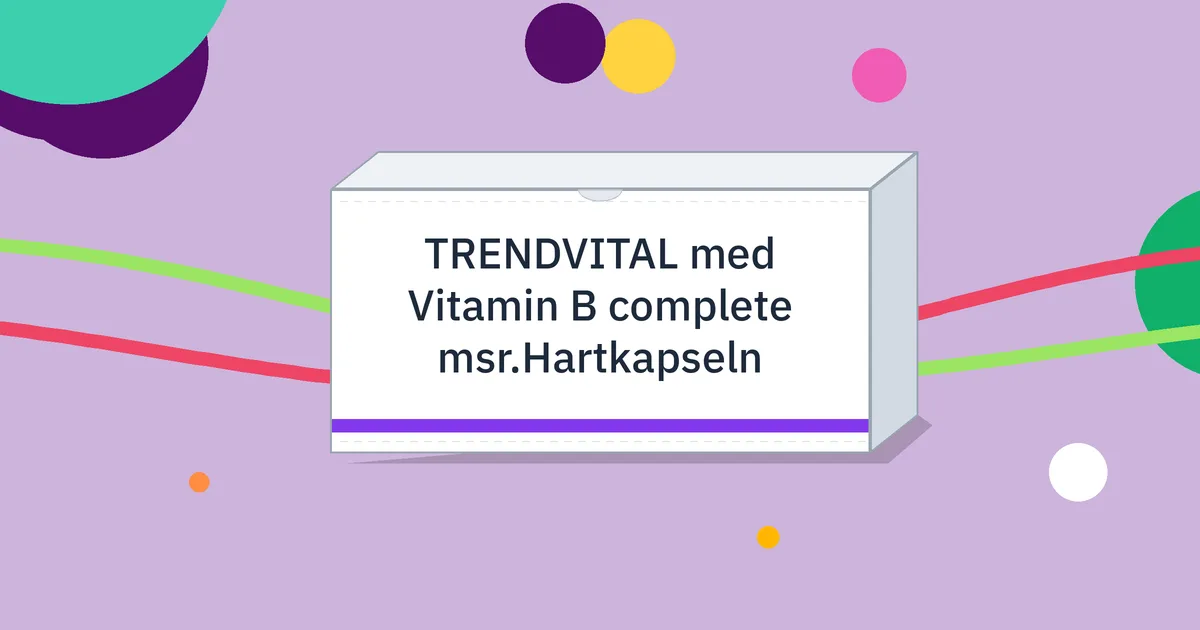 Symbolbild: Packung mit der Aufschrift TRENDVITAL med Vitamin B complete msr.Hartkapseln (PZN 13712707) – Verfügbarkeit und Bezug in Apotheken in Frankfurt am Main