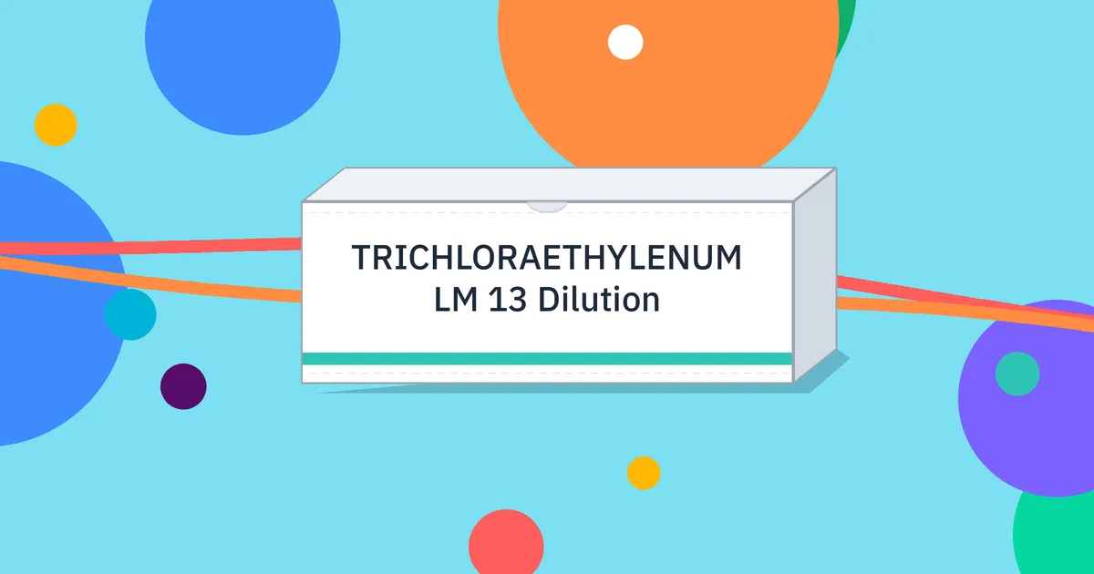 Symbolbild: Packung mit der Aufschrift TRICHLORAETHYLENUM LM 13 Dilution (PZN 13691862) – Verfügbarkeit und Bezug in Apotheken in Frankfurt am Main