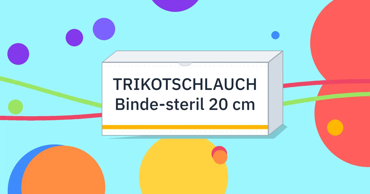 Symbolbild: Packung mit der Aufschrift TRIKOTSCHLAUCH Binde-steril 20 cm (PZN 10143367) – Verfügbarkeit und Bezug in Apotheken in Frankfurt am Main