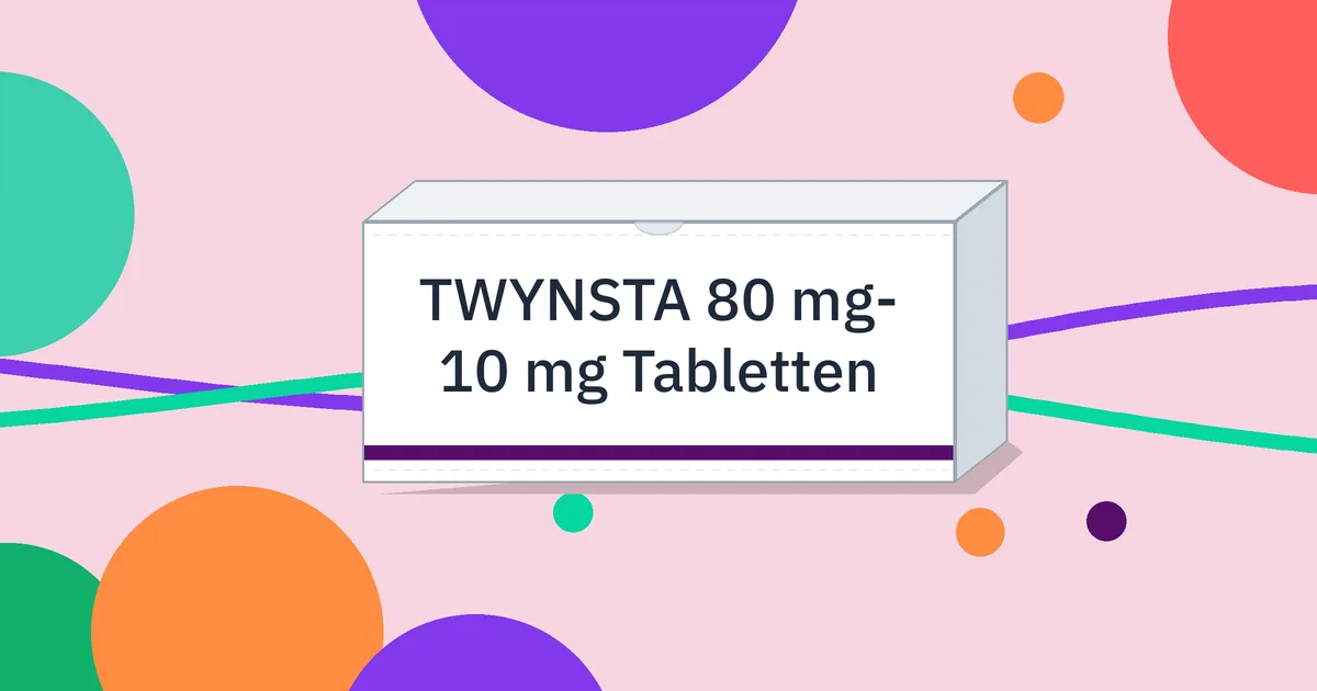 Symbolbild: Packung mit der Aufschrift TWYNSTA 80 mg-10 mg Tabletten (PZN 00438920) – Verfügbarkeit und Bezug in Apotheken in Frankfurt am Main