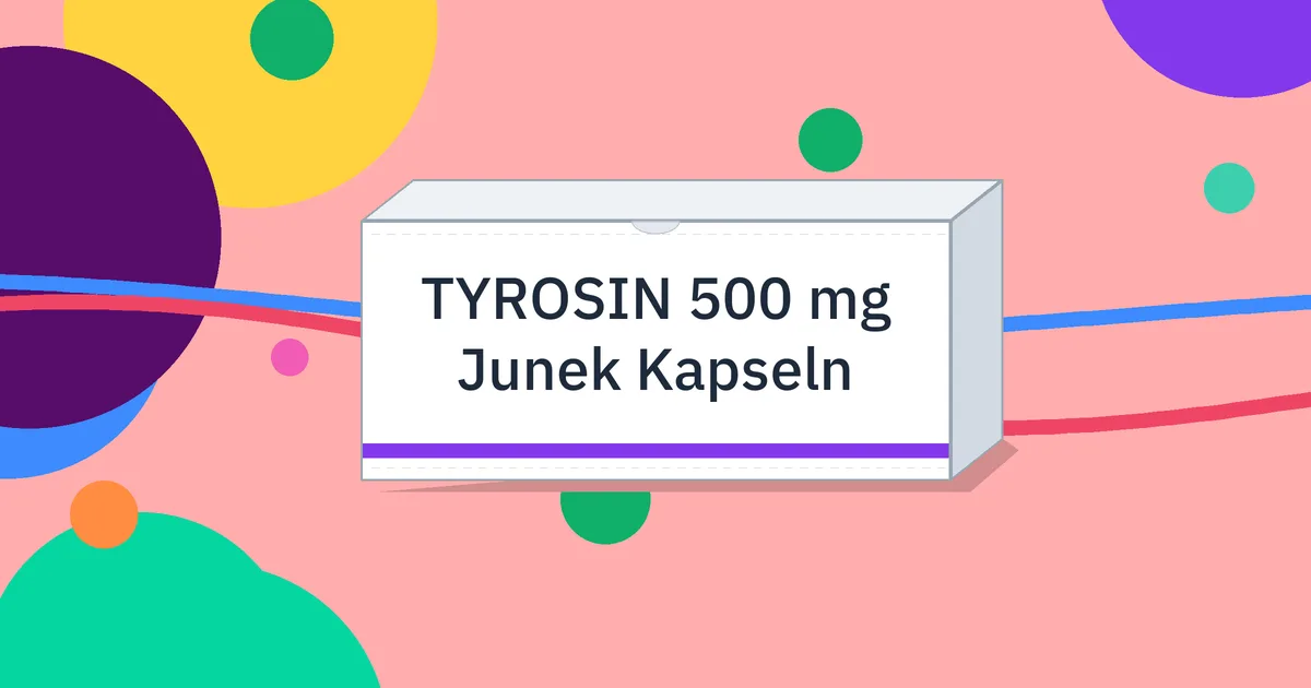 Symbolbild: Packung mit der Aufschrift TYROSIN 500 mg Junek Kapseln (PZN 00135734) – Verfügbarkeit und Bezug in Apotheken in Frankfurt am Main