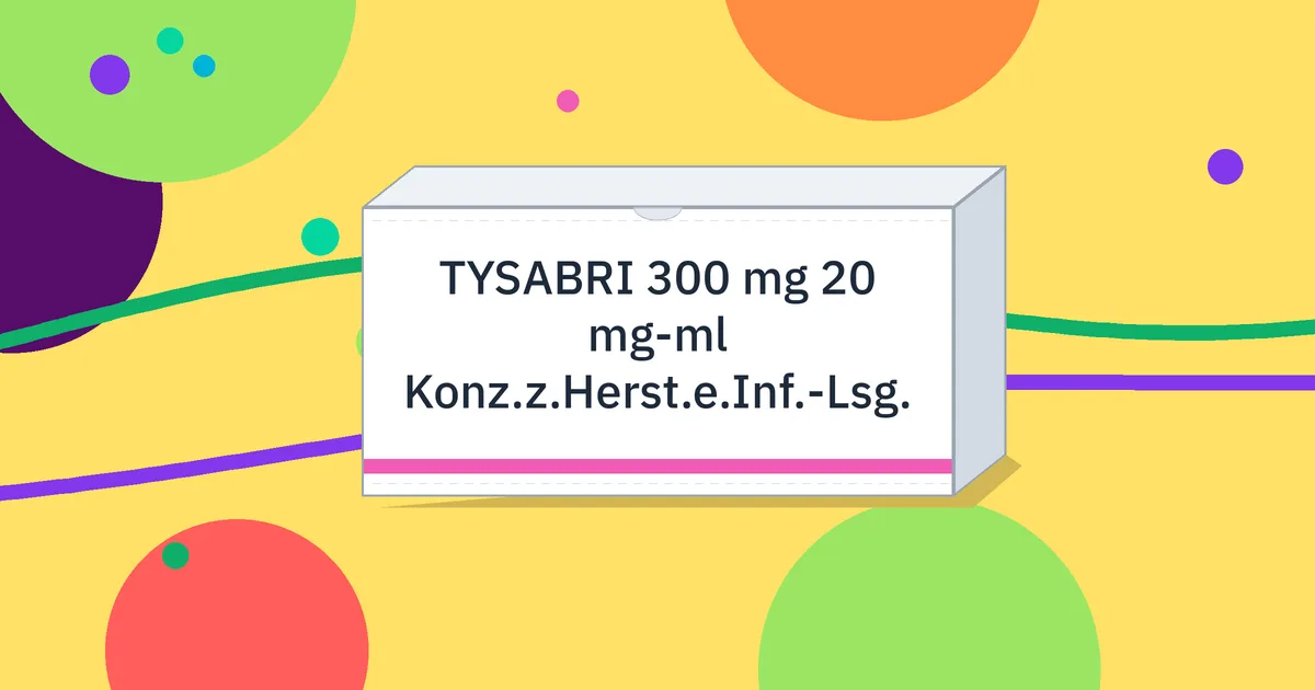 Symbolbild: Packung mit der Aufschrift TYSABRI 300 mg 20 mg-ml Konz.z.Herst.e.Inf.-Lsg. (PZN 19857068) – Verfügbarkeit und Bezug in Apotheken in Frankfurt am Main