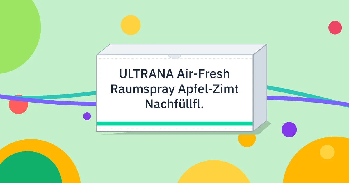 Symbolbild: Packung mit der Aufschrift ULTRANA Air-Fresh Raumspray Apfel-Zimt Nachfüllfl. (PZN 13814684) – Verfügbarkeit und Bezug in Apotheken in Frankfurt am Main