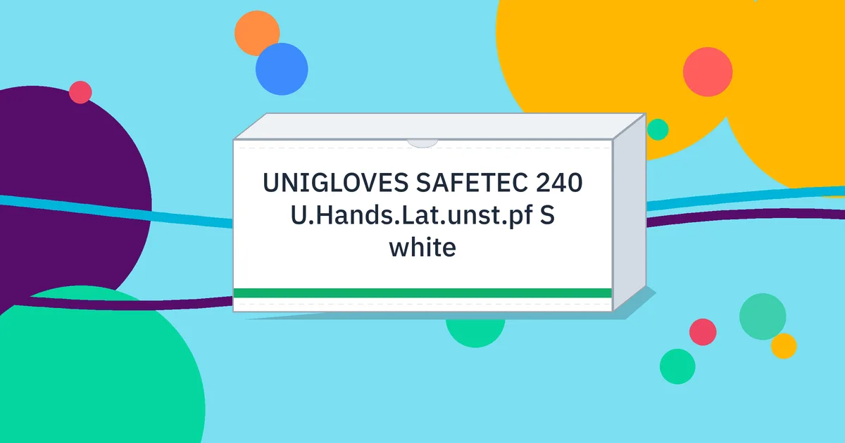 Symbolbild: Packung mit der Aufschrift UNIGLOVES SAFETEC 240 U.Hands.Lat.unst.pf S white (PZN 18100742) – Verfügbarkeit und Bezug in Apotheken in Frankfurt am Main