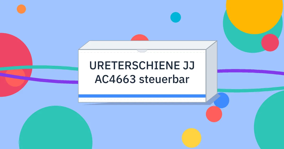 Symbolbild: Packung mit der Aufschrift URETERSCHIENE JJ AC4663 steuerbar (PZN 00153287) – Verfügbarkeit und Bezug in Apotheken in Frankfurt am Main
