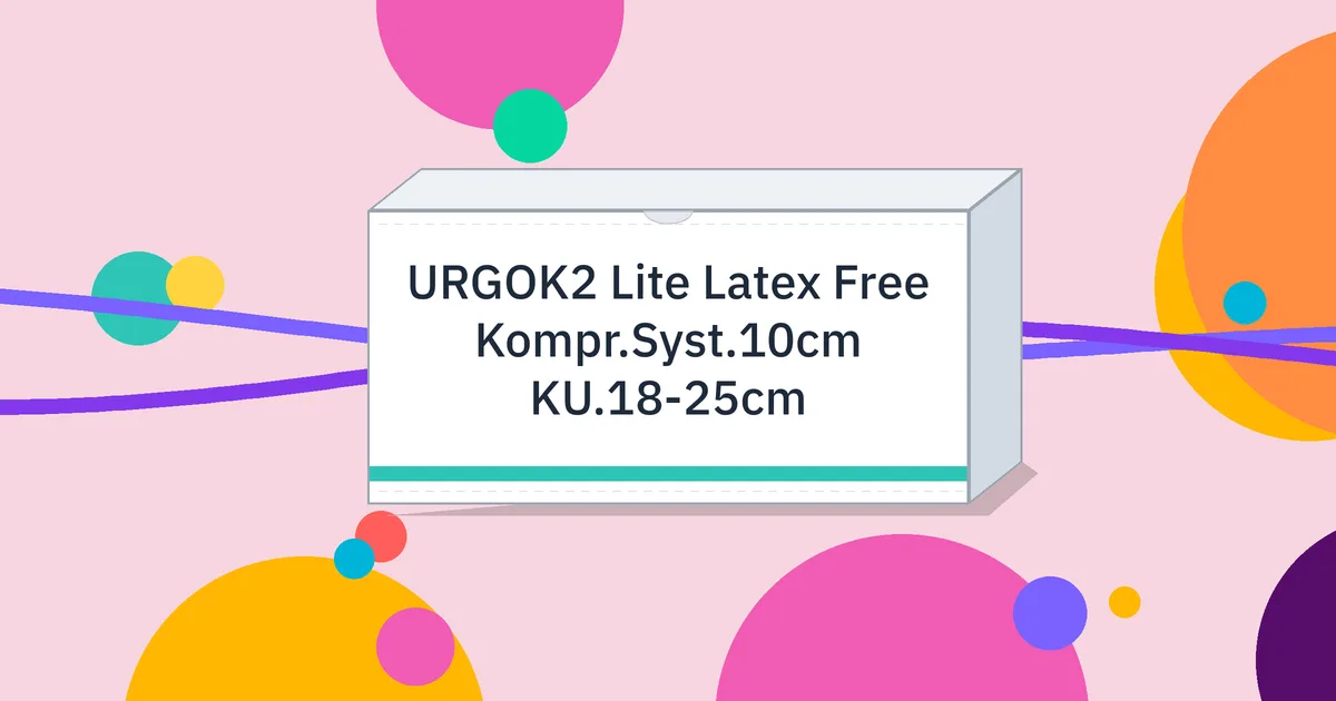 Symbolbild: Packung mit der Aufschrift URGOK2 Lite Latex Free Kompr.Syst.10cm KU.18-25cm (PZN 02428096) – Verfügbarkeit und Bezug in Apotheken in Frankfurt am Main