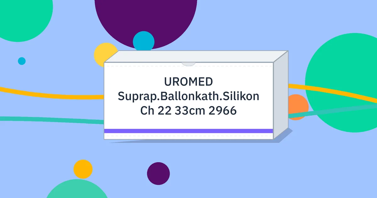 Symbolbild: Packung mit der Aufschrift UROMED Suprap.Ballonkath.Silikon Ch 22 33cm 2966 (PZN 02784402) – Verfügbarkeit und Bezug in Apotheken in Frankfurt am Main