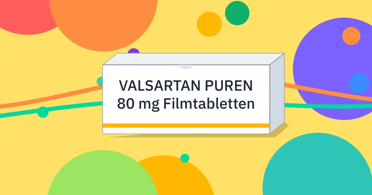 Symbolbild: Packung mit der Aufschrift VALSARTAN PUREN 80 mg Filmtabletten (PZN 18352248) – Verfügbarkeit und Bezug in Apotheken in Frankfurt am Main