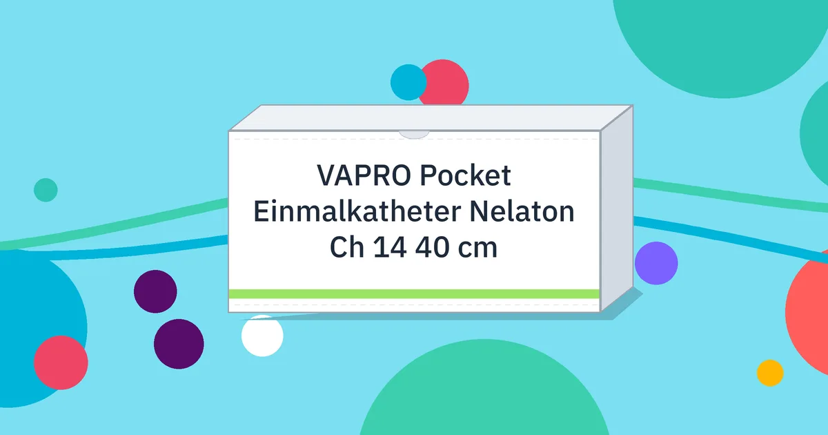 Symbolbild: Packung mit der Aufschrift VAPRO Pocket Einmalkatheter Nelaton Ch 14 40 cm (PZN 19639242) – Verfügbarkeit und Bezug in Apotheken in Frankfurt am Main