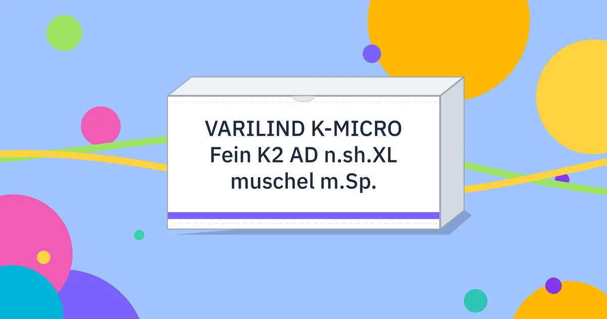 Symbolbild: Packung mit der Aufschrift VARILIND K-MICRO Fein K2 AD n.sh.XL muschel m.Sp. (PZN 20559318) – Verfügbarkeit und Bezug in Apotheken in Frankfurt am Main