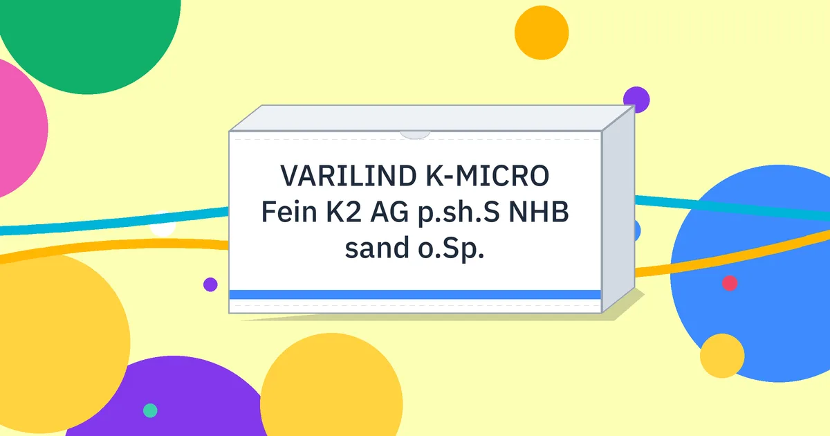 Symbolbild: Packung mit der Aufschrift VARILIND K-MICRO Fein K2 AG p.sh.S NHB sand o.Sp. (PZN 20618630) – Verfügbarkeit und Bezug in Apotheken in Frankfurt am Main