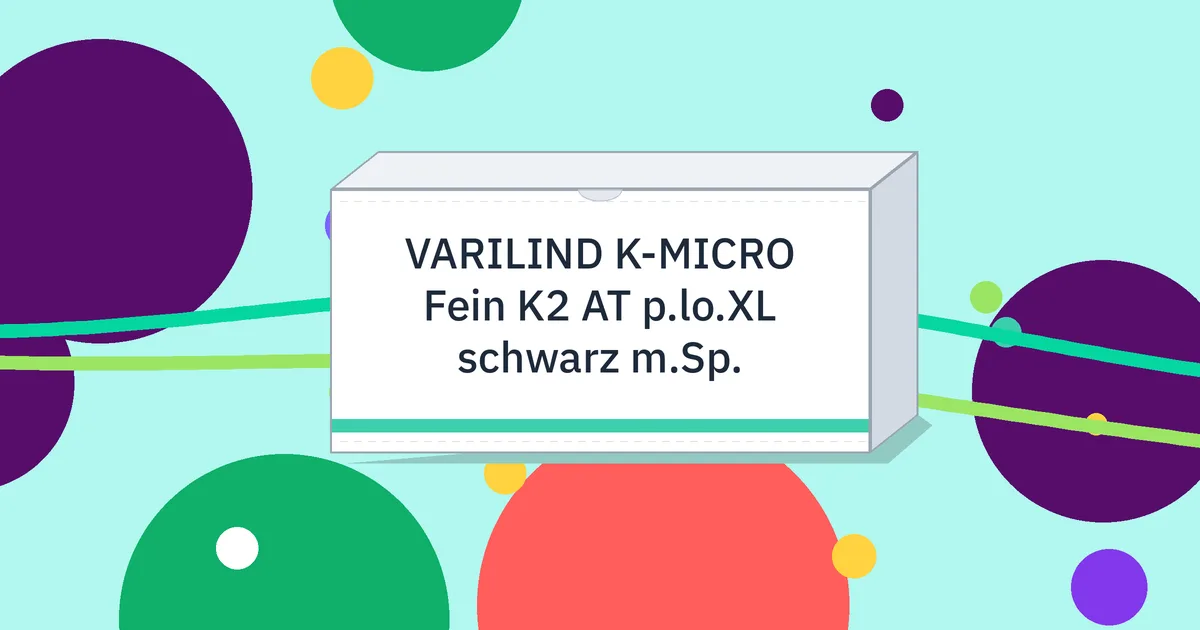 Symbolbild: Packung mit der Aufschrift VARILIND K-MICRO Fein K2 AT p.lo.XL schwarz m.Sp. (PZN 20618386) – Verfügbarkeit und Bezug in Apotheken in Frankfurt am Main