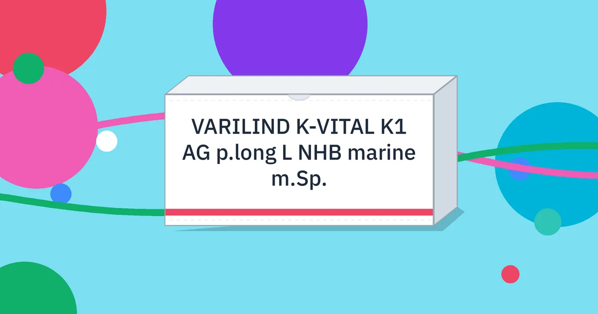 Symbolbild: Packung mit der Aufschrift VARILIND K-VITAL K1 AG p.long L NHB marine m.Sp. (PZN 20563188) – Verfügbarkeit und Bezug in Apotheken in Frankfurt am Main