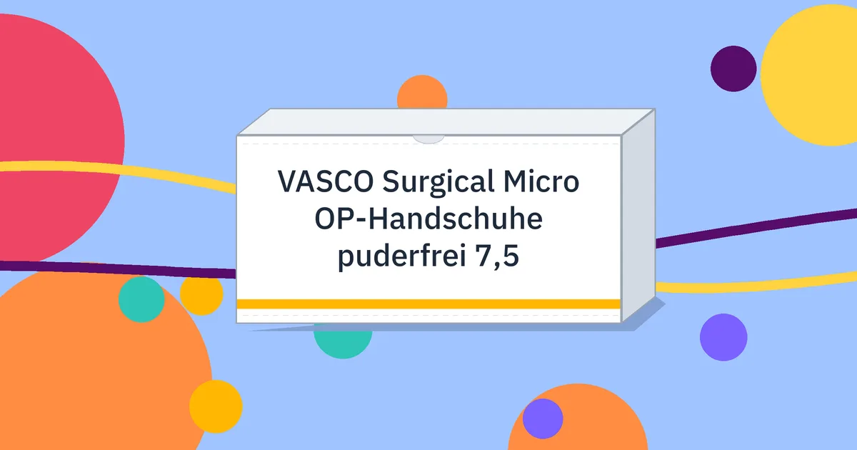 Symbolbild: Packung mit der Aufschrift VASCO Surgical Micro OP-Handschuhe puderfrei 7,5 (PZN 11596562) – Verfügbarkeit und Bezug in Apotheken in Frankfurt am Main