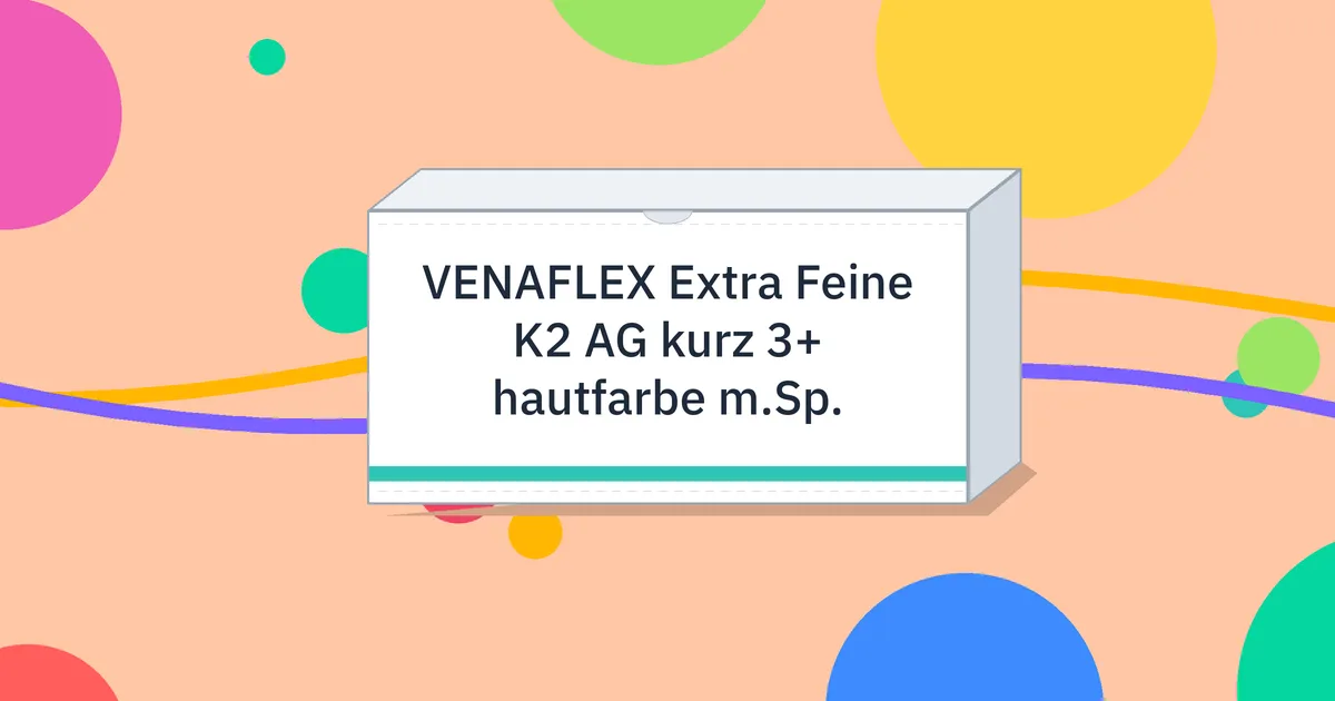 Symbolbild: Packung mit der Aufschrift VENAFLEX Extra Feine K2 AG kurz 3+ hautfarbe m.Sp. (PZN 18307816) – Verfügbarkeit und Bezug in Apotheken in Frankfurt am Main