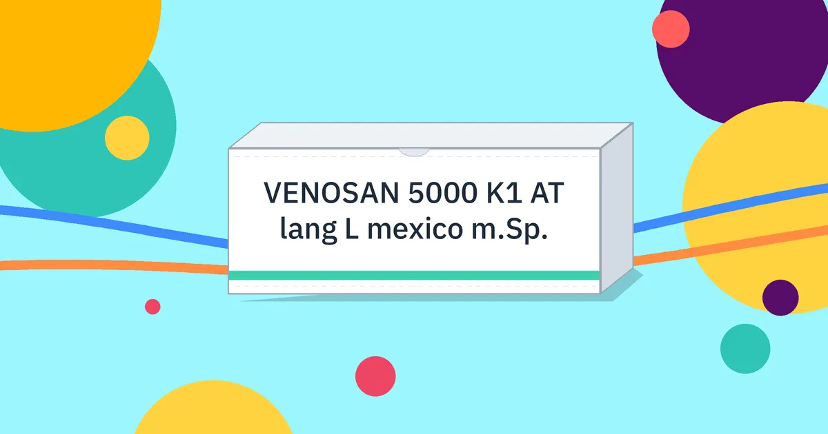 Symbolbild: Packung mit der Aufschrift VENOSAN 5000 K1 AT lang L mexico m.Sp. (PZN 14429586) – Verfügbarkeit und Bezug in Apotheken in Frankfurt am Main