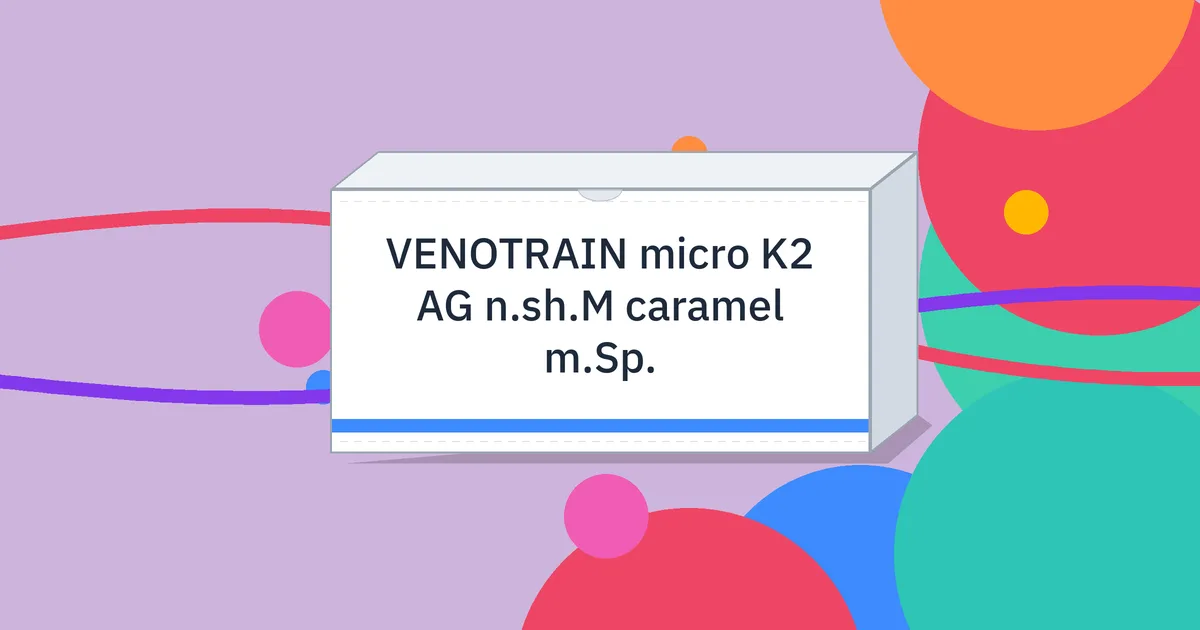 Symbolbild: Packung mit der Aufschrift VENOTRAIN micro K2 AG n.sh.M caramel m.Sp. (PZN 00810940) – Verfügbarkeit und Bezug in Apotheken in Frankfurt am Main